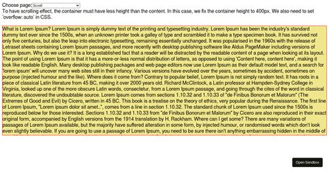React Scrolling Codesandbox