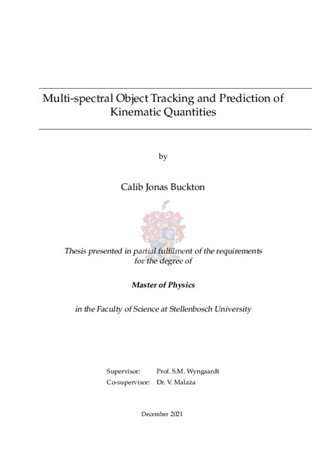 Pdf Multi Spectral Object Tracking And Prediction Of Kinematic Quantities