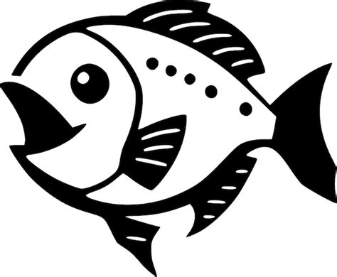 Fisch Schwarz Weiß Vektorillustration Premium Vektor