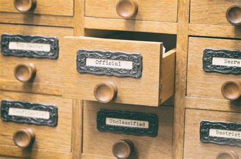 Old Wooden Archive Files Catalog Drawer Files Stock Photo Image Of