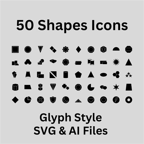Shapes Icon Set 50 Glyph Icons Svg And Ai Files Masterbundles
