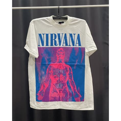 เสื้อวงnirvana สีขาวผ้าเฟด สไตล์วินเทจ สกรีนหน้าหลัง M L Xl Shopee