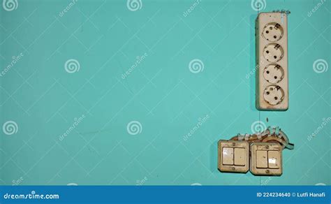 Power Electrical Socket Stuck To The Wall Stock Photo Image Of Light Button 224234640