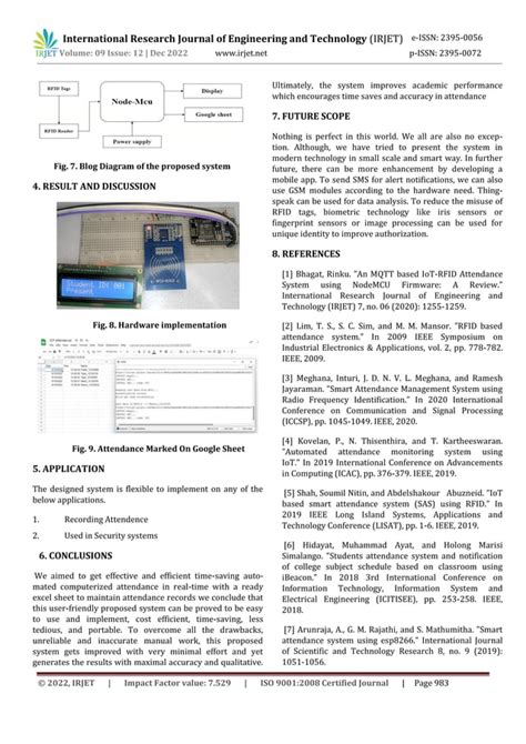 IoT Based Smart Attendance System Using RFID And Google Sheet PDF Internet Of Things Internet