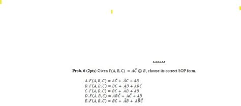 Solved Prob 6 2pts Given F A B C Acˉ⊕b Choose Its