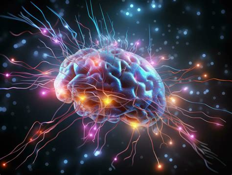 Abstract Medial Image Of A Brain With Glowing Neurons 27894182 Stock