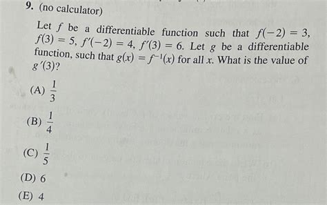 Solved No Calculatorlet F ﻿be A Differentiable Function