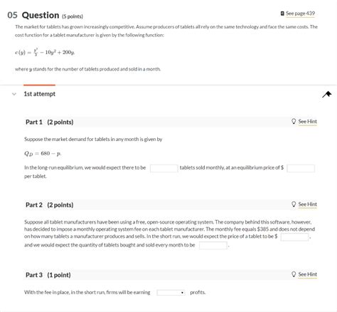 solved 5 question 5 points e see page 439 the market for