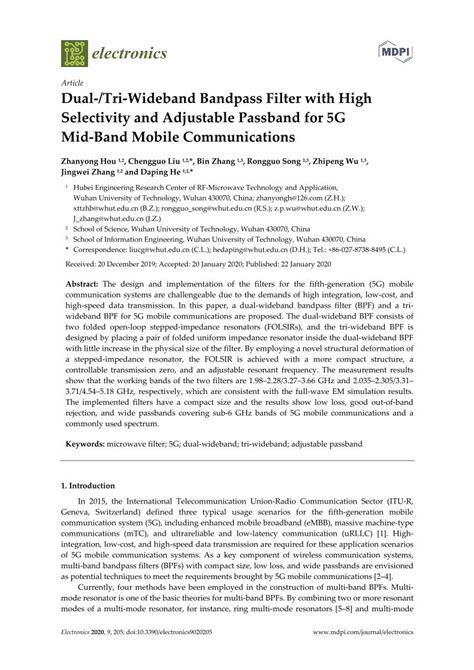Pdf Dual Tri Wideband Bandpass Filter With High Selectivity