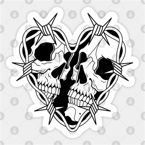 Skull Heart Barbed Wire Tatuagens Retro Tatuagens Criativas