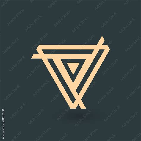 Poster Creative Gold Trinity Futuristic Triple Triangle Symbol Design