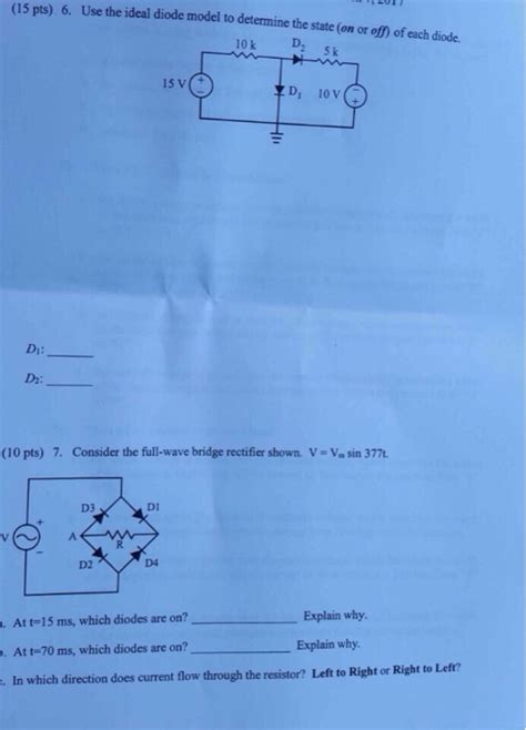 Solved Use The Ideal Diode Model To Determine The State On