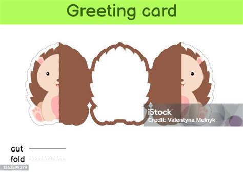 귀여운 고슴도치 접이식 인사말 카드 템플릿 생일 베이비 샤워 테마 파티에 적합합니다 인쇄 가능한 색상 구성표입니다 인쇄 잘라내기