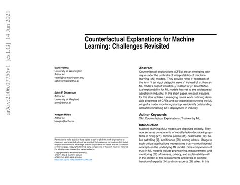 Pdf Counterfactual Explanations For Machine Learning Challenges