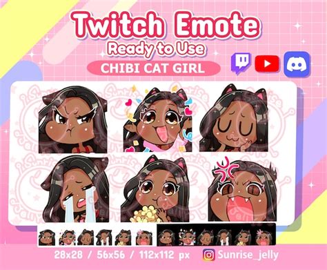 Twitch Emotes Black Hair Brown Eyes Dark Skin Chibi Girl Etsy