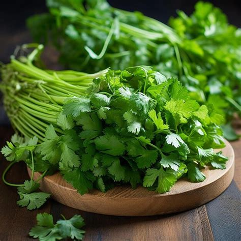 Premium Ai Image A Bowl Of Celery On A Wooden Table
