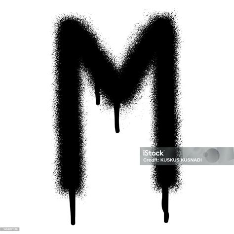 낙서 글꼴 알파벳 M 블랙 스프레이 페인트 벡터 그림입니다 스프레이 페인트에 대한 스톡 벡터 아트 및 기타 이미지 스프레이 페인트 컴퓨터 글자 알파벳 Istock