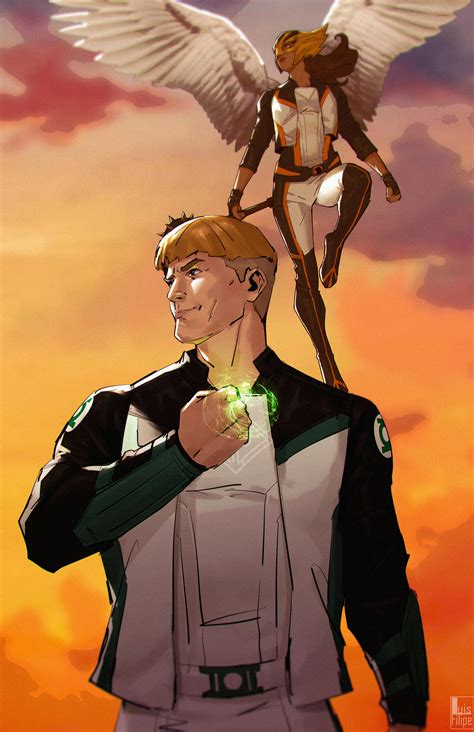 Dcu Guy Gardner And Hawkgirl By Luisf47 On Deviantart