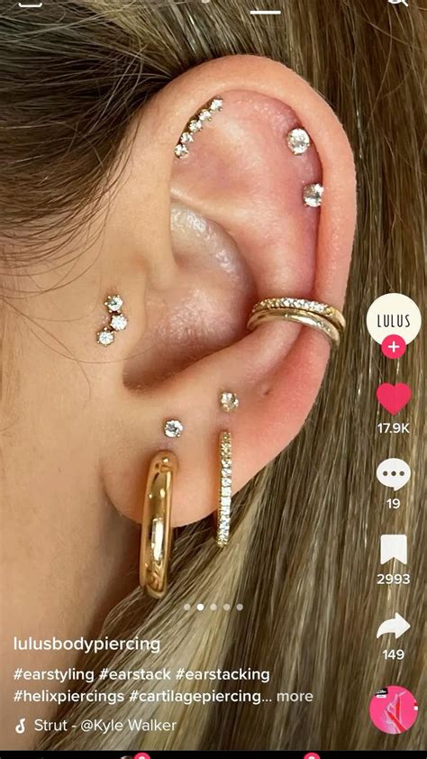 Earring Inspo Ear Jewelry Earings Piercings Minimalist Ear Piercings