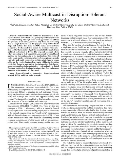 Pdf Social Aware Multicast In Disruption Tolerant Networks