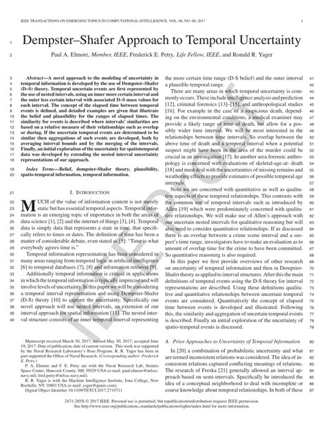 PDF DempsterShafer Approach To Temporal Uncertainty