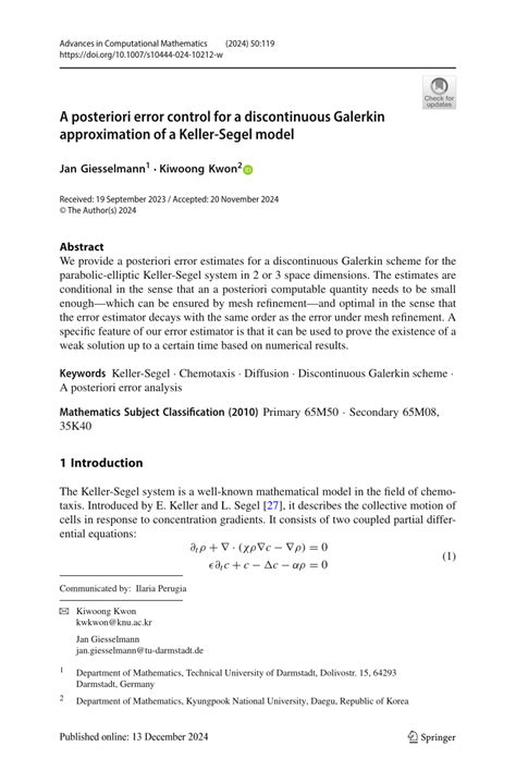 Pdf A Posteriori Error Control For A Discontinuous Galerkin