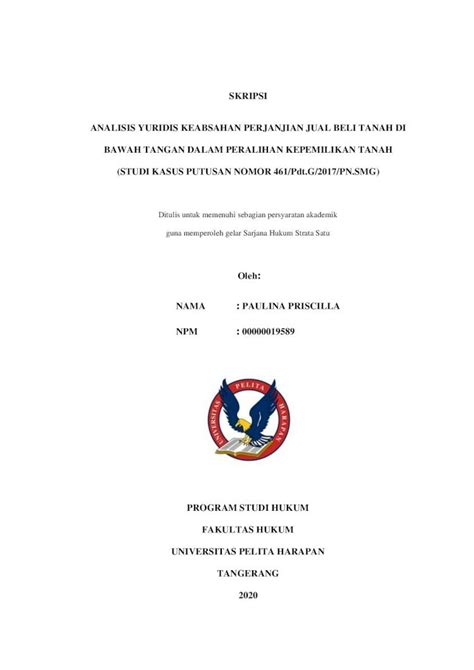 PDF SKRIPSI ANALISIS YURIDIS KEABSAHAN PERJANJIAN JUAL BELI Repository Uph Edu Title