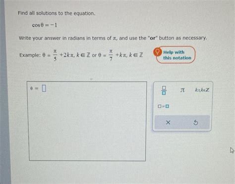 Solved Find All Solutions To The Equation Cosθ −1 Write