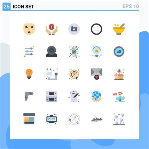 Set Of 25 Vector Flat Colors On Grid For Herbs User Camera Ui Hash Tag Editable Vector Design