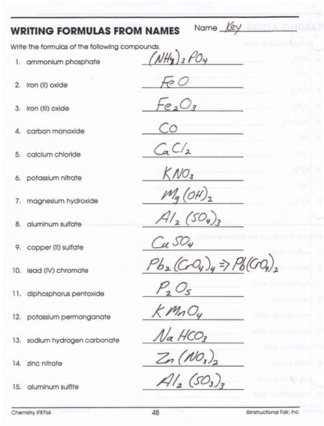 Naming Binary Compounds Practice Worksheet Type Ii Key