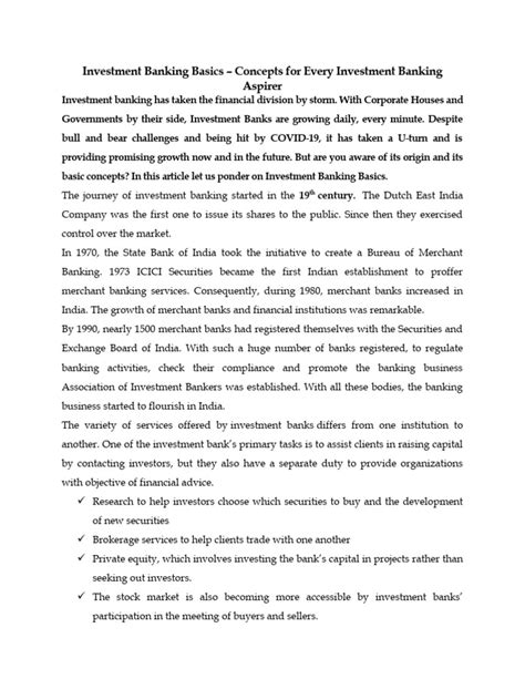 Key Functions Of Investment Banks Include Pdf Investment Banking Initial Public Offering