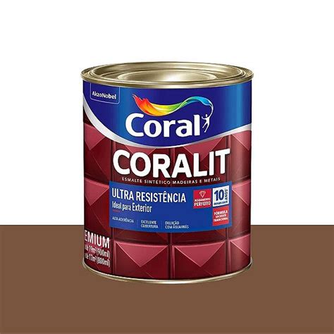 Esmalte Sintético Ultra Resistência Brilhante Coralit Marrom Conhaque Brama Materiais
