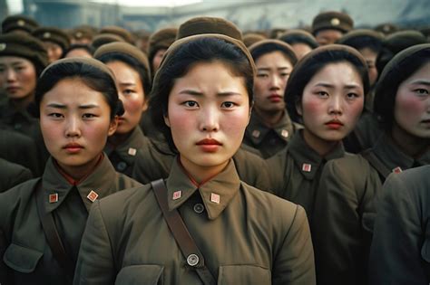 Premium Photo Group Of North Korean Female Soldiers