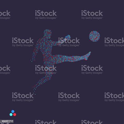 축구 선수 공입니다 사람의 그림자는 점선된입니다 벡터 일러스트입니다 Championship에 대한 스톡 벡터 아트 및 기타 이미지 Championship 거친 필름