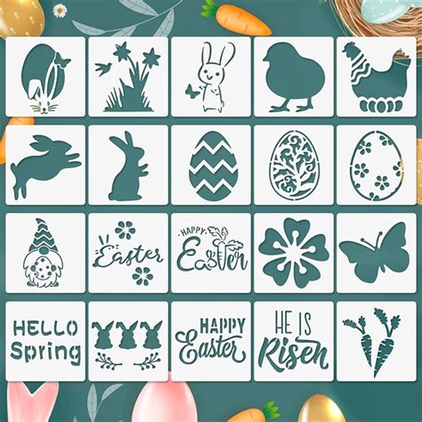 Easter Joy Collection Stencils Set 20pcs Spring And Easter Diy