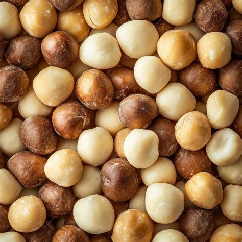 Macadamia Nuts Filled Background Huge Assortment Premium Ai Generated