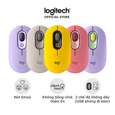 Chu T Kh Ng D Y Bluetooth Logitech Pop Mouse Emoji T Y Ch Nh Silenttouch Gi M N