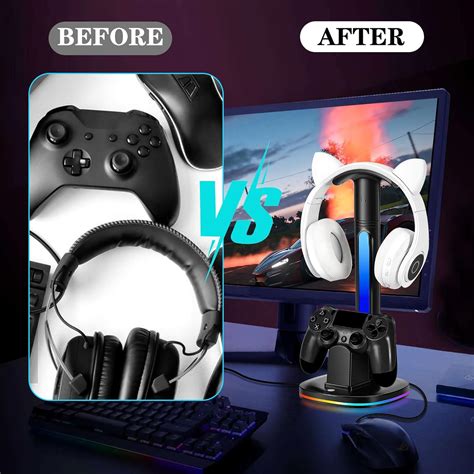 Ps4 Controller Charger With Rgb Headphone Stand Obogame