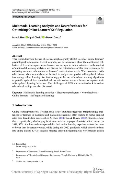 Multimodal Learning Analytics And Neurofeedback For Optimizing Online