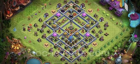 Melhor Layout De Defesa Cv12 Com Link Híbrido Coc Clash Of Clans Centro De Vila 12 54