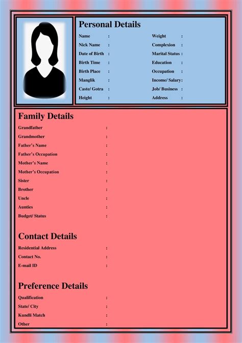 Indian Marriage Bio Data Word Format For Girl