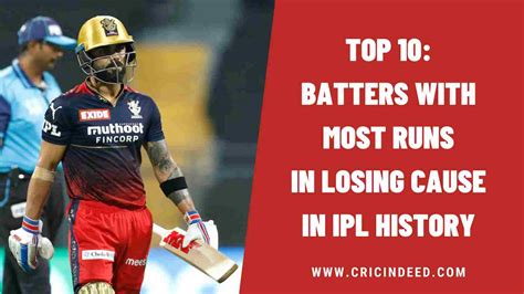 Ipl Stats Batters With Most Runs In Losing Cause Cricindeed