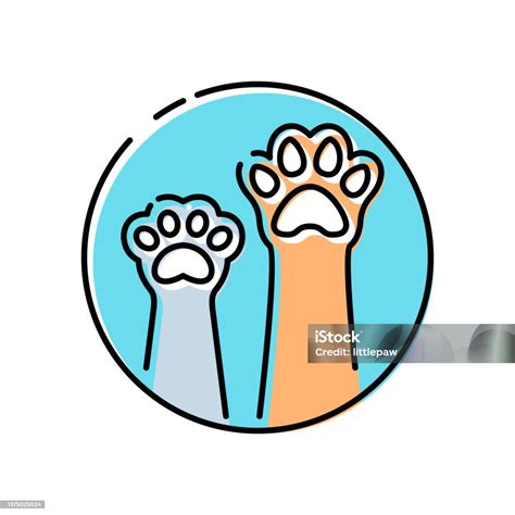 애완 동물 쉼터 애완 동물 가게 수의학 라인 아이콘 고양이 발과 개 발 벡터 일러스트 강아지 어린 동물에 대한 스톡 벡터 아트