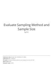 6370 Evaluate Sampling Method And Sample Size Pdf Pdf Evaluate Sampling Method And Sample Size