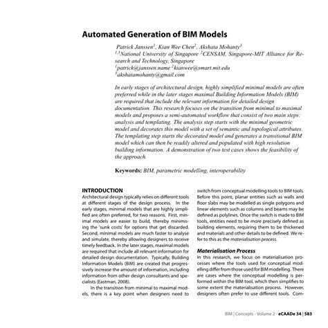 Pdf Automated Generation Of Bim Models