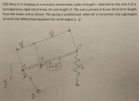 Solved Mass M Is Hanging On A Massless Inextensible Cable Of Chegg