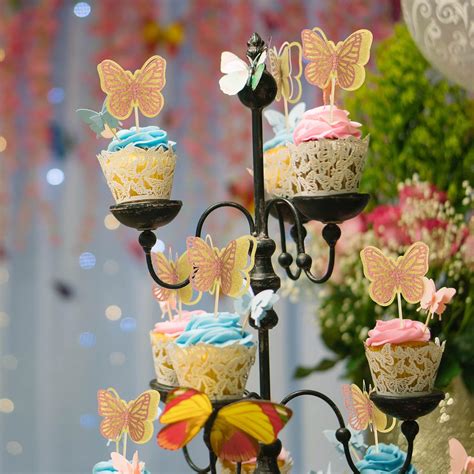 Buy Gyufise 24 Pack 3d Double Layers Butterfly Cupcake Toppers