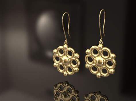 Pair Of Flower Earrings 3d Model 37 3dm Free3d