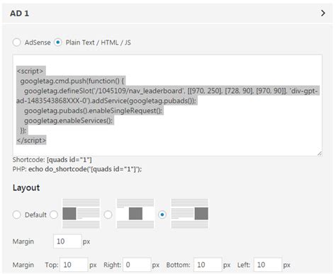 Add Ads Via Dfp Doubleclick For Publishers Wp Quads Pro