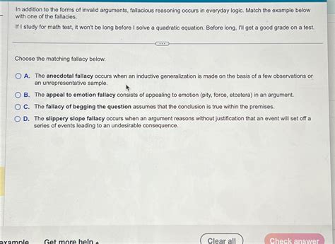 Solved In Addition To The Forms Of Invalid Arguments